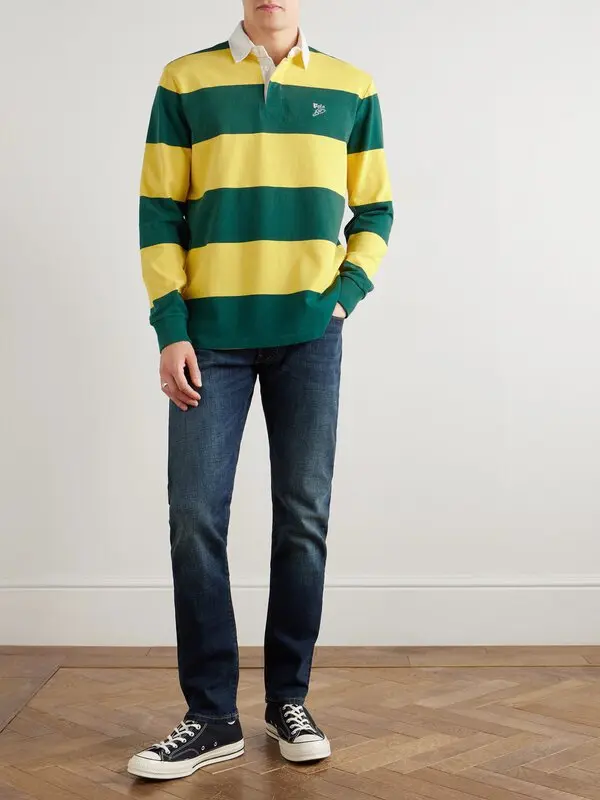 Polo Ralph Lauren Logo-embroidered Striped Cotton-jersey Rugby Shirt - Yellow
