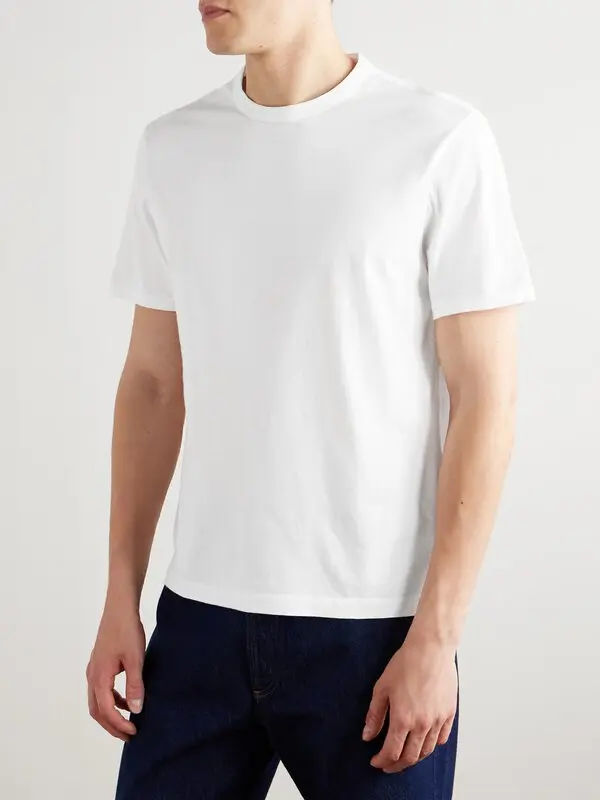Officine Générale Three-pack Organic Cotton-jersey T-shirts - White