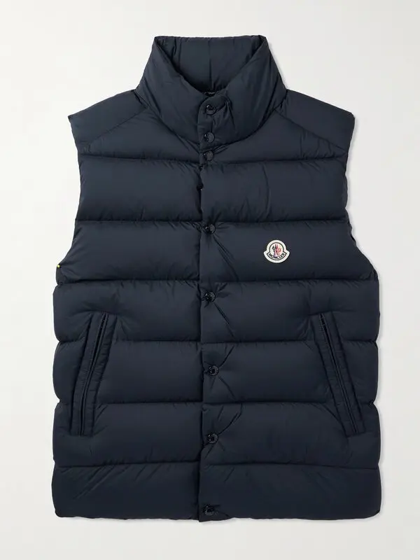 Moncler Logo-appliquéd Quilted Shell Down Gilet - Blue