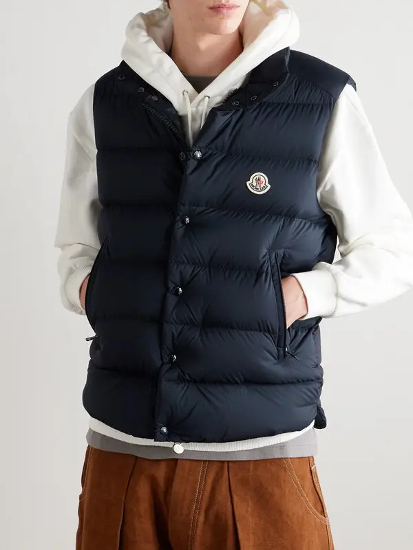 Moncler Logo-appliquéd Quilted Shell Down Gilet - Blue