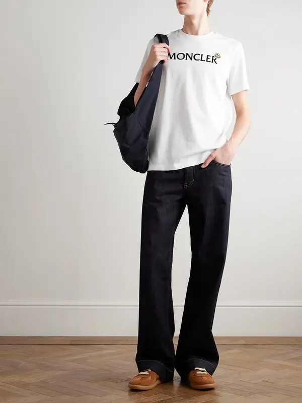 Moncler Slim-fit Logo-flocked Appliquéd Cotton-jersey T-shirt