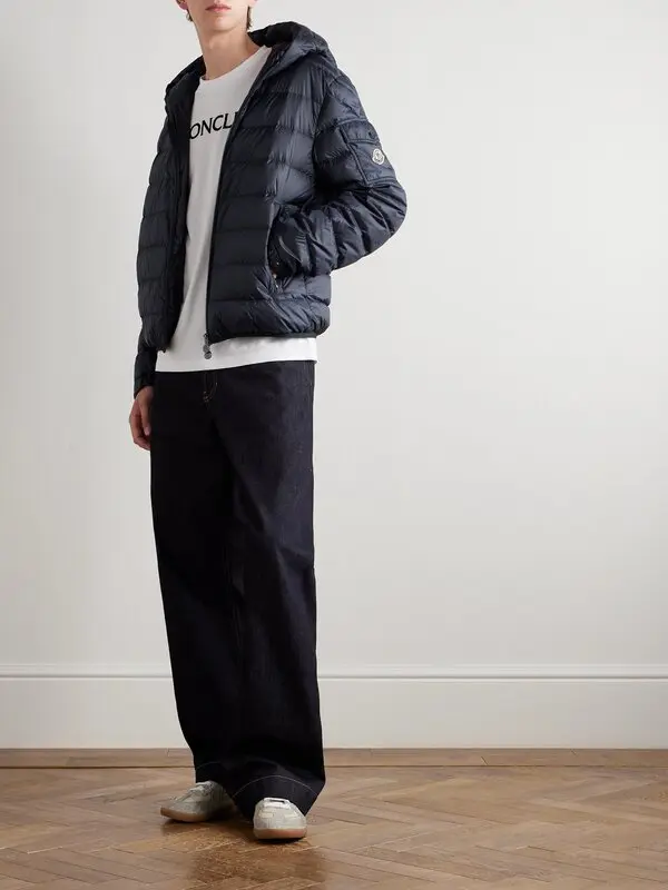 Moncler Najan Logo-appliquéd Hooded Down Jacket - Blue
