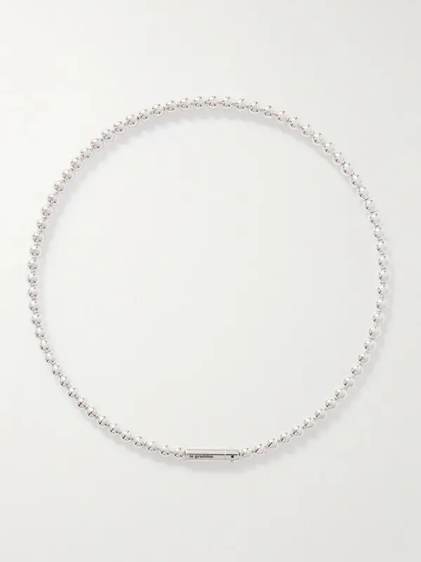Le Gramme 53g Sterling Beaded Necklace - Silver
