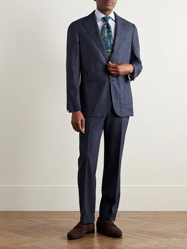 J. MUESER Slim-fit Linen, Virgin Wool And Silk-blend Blazer