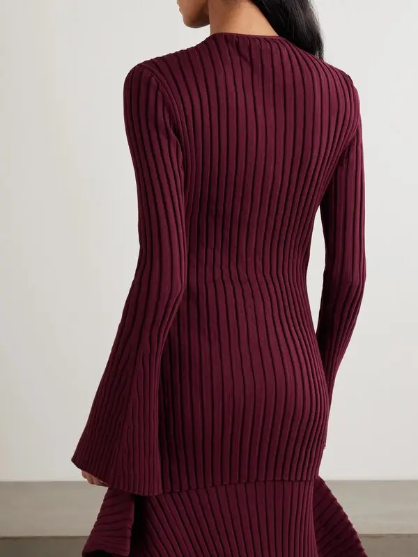 Stella McCartney Ribbed Organic Cotton Cardigan - Burgundy