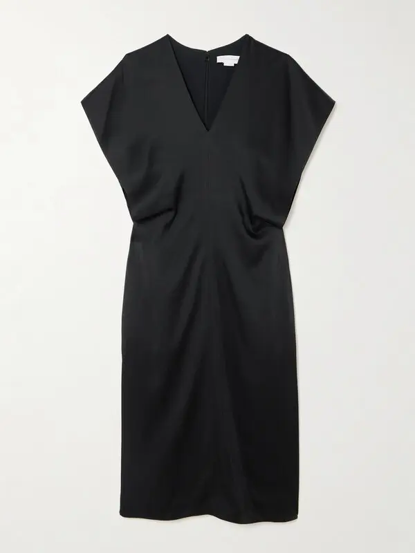 Stella McCartney Draped Satin Midi Dress - Black
