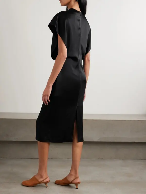 Stella McCartney Draped Satin Midi Dress - Black