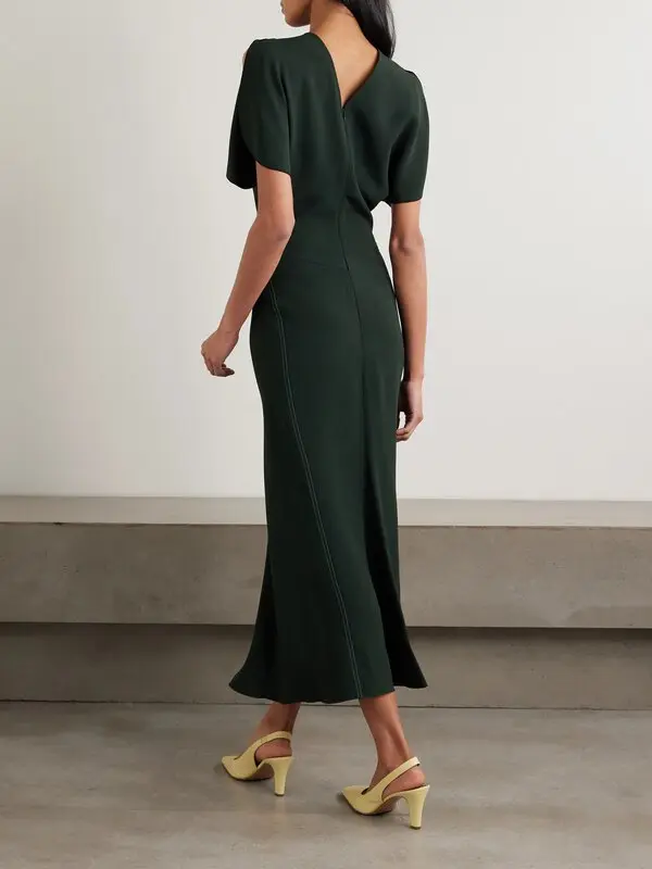 Victoria Beckham Gathered Crepe Midi Dress - Green - 40% Off | Editorialist