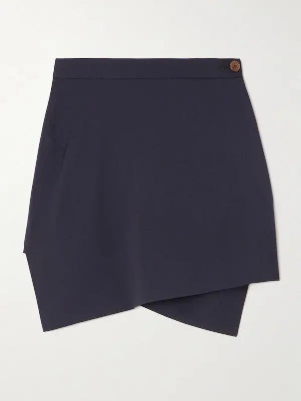 VIVIENNE WESTWOOD Infinity Asymmetric Wool-twill Mini Wrap Skirt - Blue