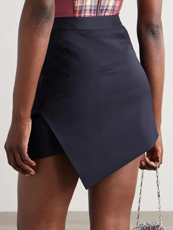 VIVIENNE WESTWOOD Infinity Asymmetric Wool-twill Mini Wrap Skirt - Blue