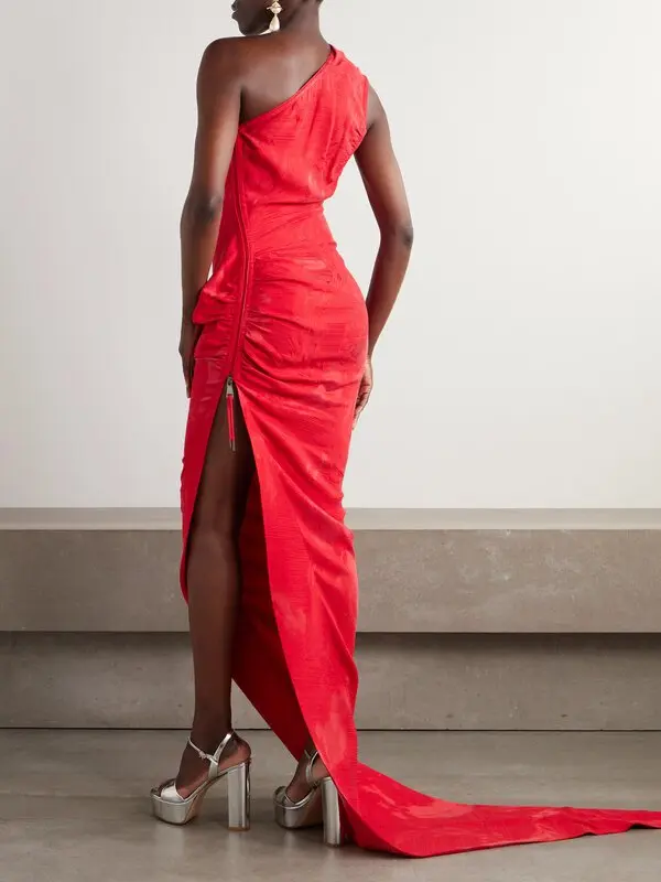 VIVIENNE WESTWOOD Andreas One-shoulder Gathered Jacquard Gown - Red