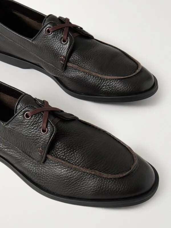 George Cleverley Devon Full-grain Deerskin Boat Shoes