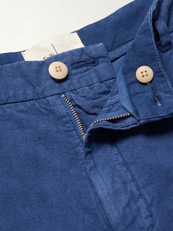 Folk Straight-leg Linen And Cotton-blend Trousers