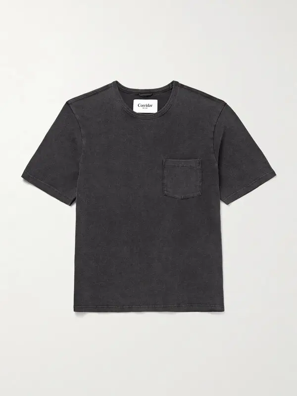 CORRIDOR Garment-dyed Cotton-jersey T-shirt - Black