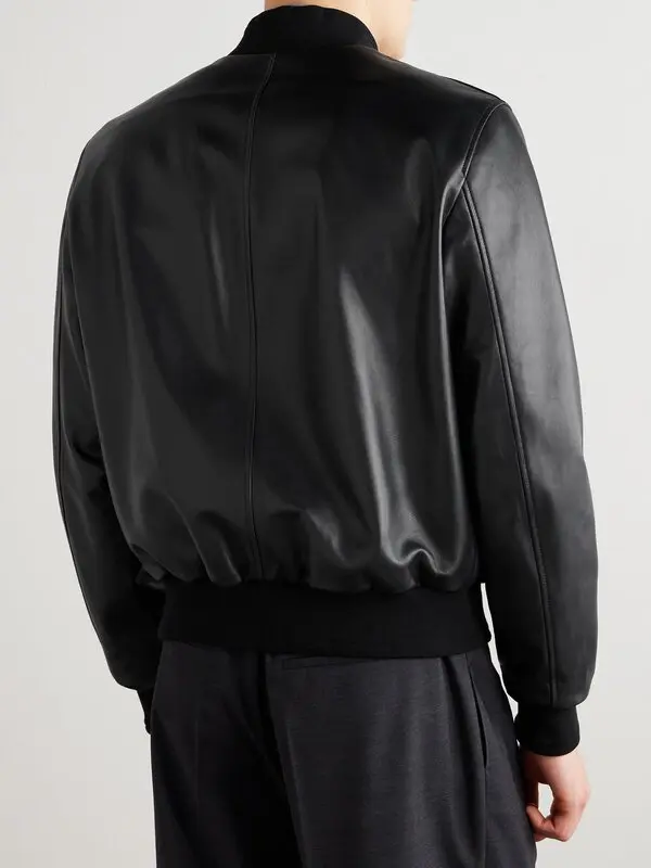 Canali Reversible Leather And Shell Bomber Jacket - Black