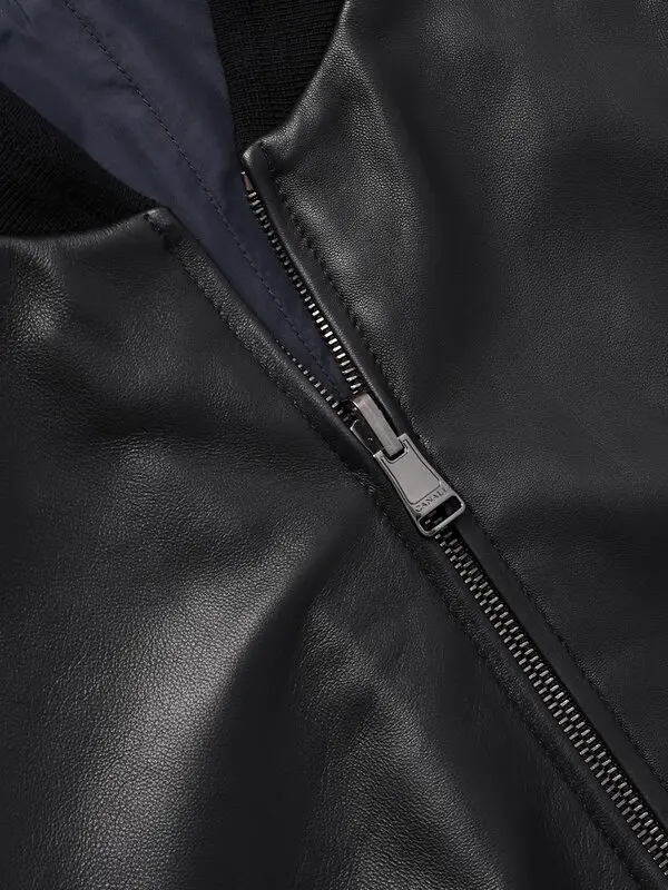 Canali Reversible Leather And Shell Bomber Jacket - Black
