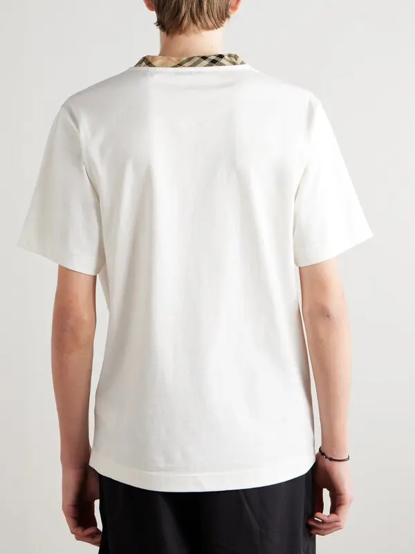 Burberry Checked Cotton-jersey T-shirt - White