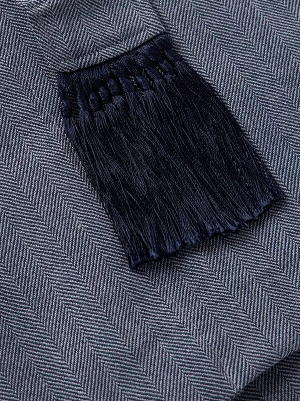Derek Rose Lincoln 11 Belted Herringbone Wool Robe