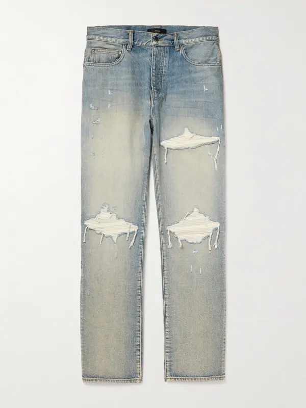 Amiri Mx1 Skinny-fit Panelled Distressed Jeans