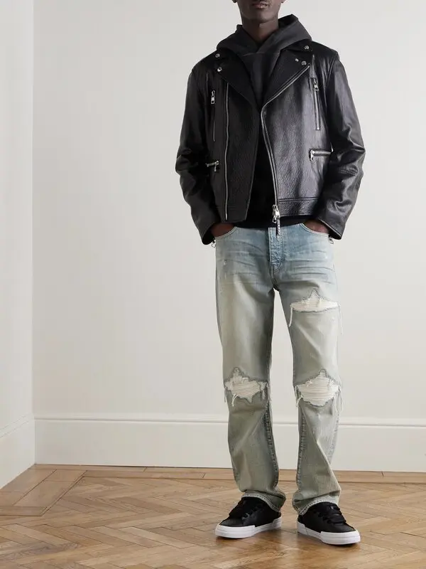 Amiri Mx1 Skinny-fit Panelled Distressed Jeans