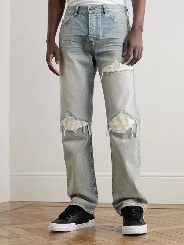 Amiri Mx1 Skinny-fit Panelled Distressed Jeans
