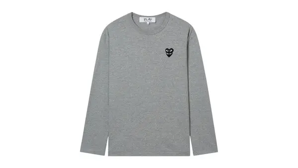 Play Comme Des Garcon Double Eye Black Heart Long Sleeve T-shirt - Grey