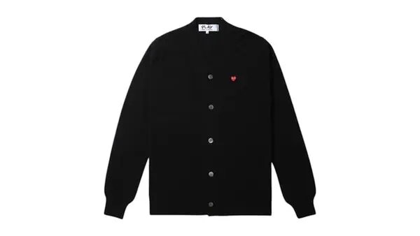 Play Comme Des Garcon Small Heart Patch Cardigan Sweater - Black