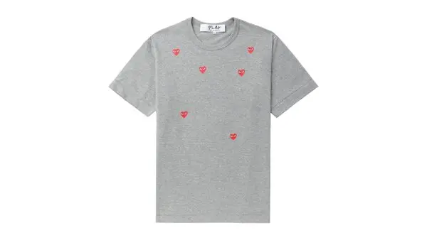 Play Comme Des Garcon Red Heart Logo Tee - Grey