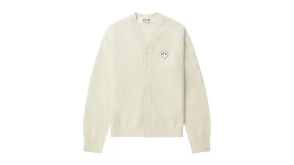 Play Comme Des Garcon Heart V-neck Cardigan - White
