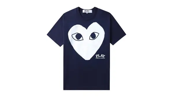 Play Comme Des Garcon Big Heart Logo Tee Shirt - Navy Blue