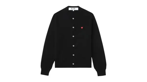 Play Comme Des Garcon Small Emblem Cardigan Sweater - Black