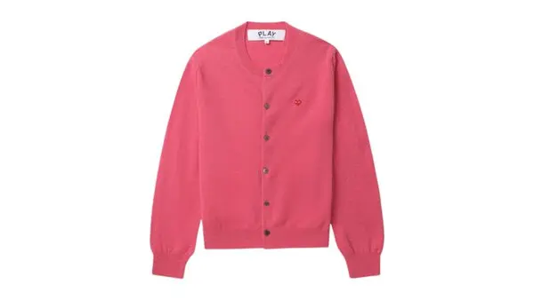 Play Comme Des Garcon Small Heart Emblem Cardigan - Pink