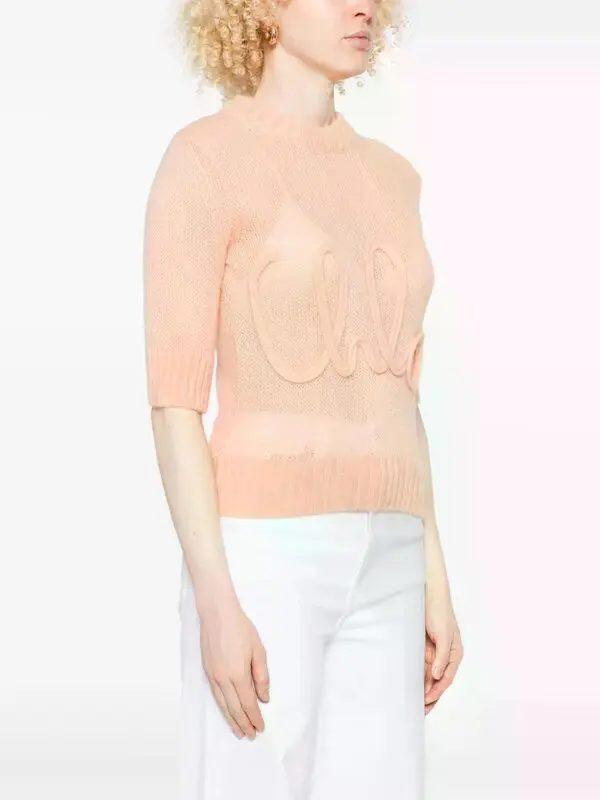 Chloé Embroidered-logo Top - Pink