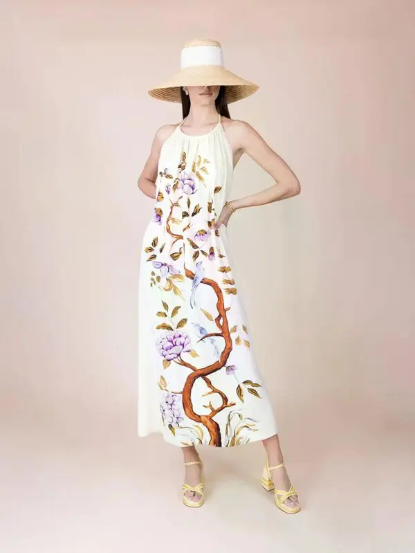 Adam Lippes Floral-print Silk Ankle-length Dress