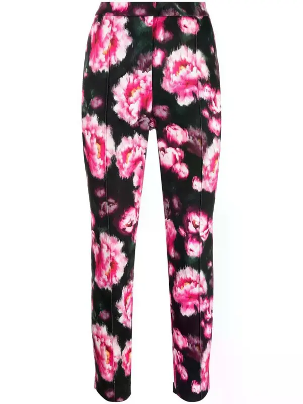 Adam Lippes Daphne Floral-print Straight Trousers - Black