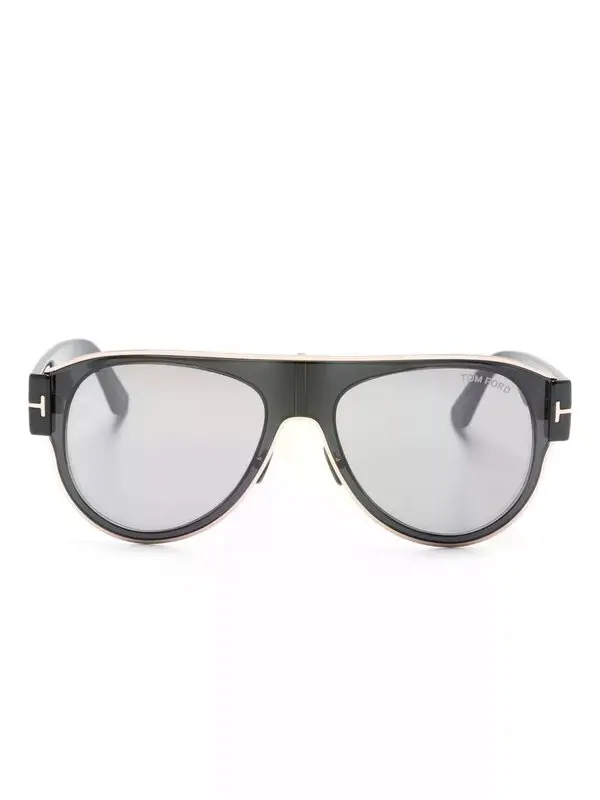 TOM FORD Logo-plaque Pilot Sunglasses - Black