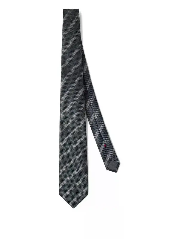 Brunello Cucinelli Striped Silk Neck Tie - Grey