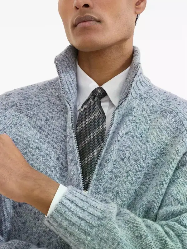Brunello Cucinelli Striped Silk Neck Tie - Grey
