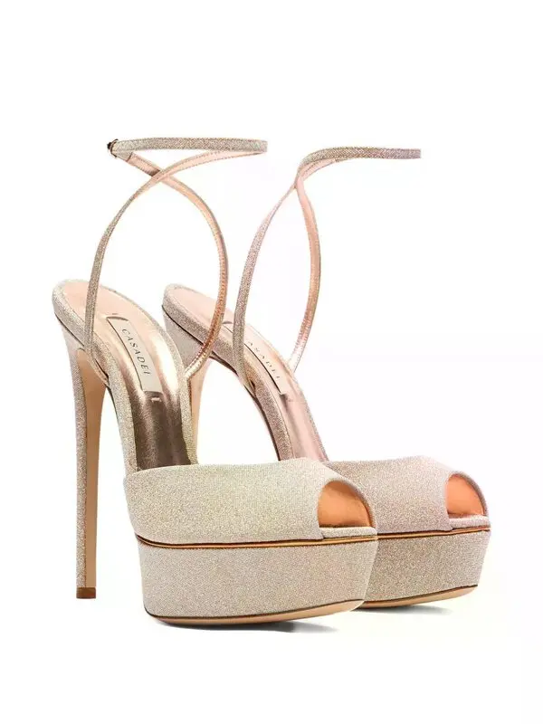 Casadei 140mm Glittered Platform Sandals - Neutrals