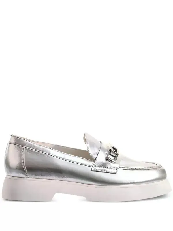 HOGL Cecil Metallic Leather Loafers - Silver