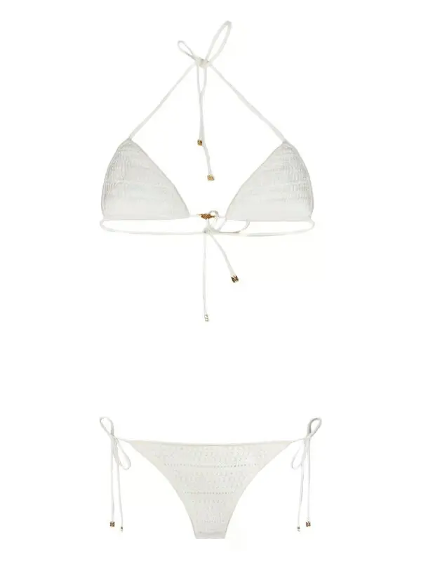 Amiri Crochet Triangle Bikini - White