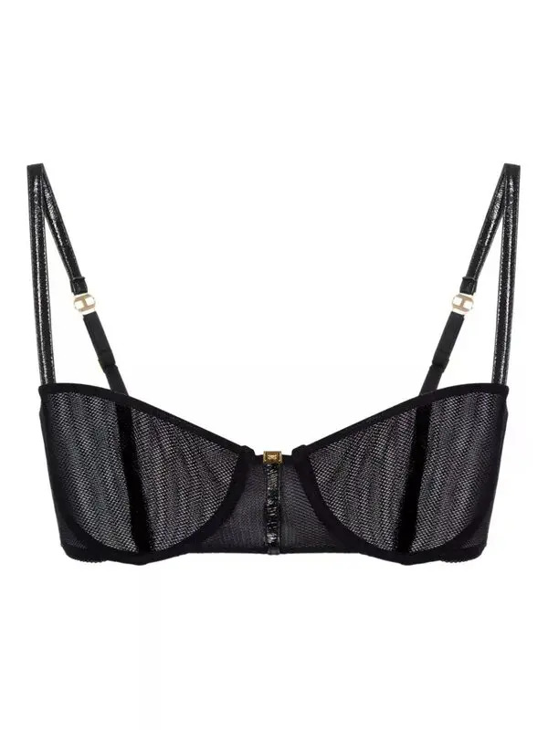 Elisabetta Franchi Sheer Mesh Underwired Bra - Black