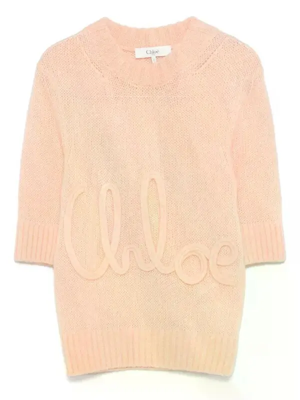 Chloé Embroidered-logo Top - Pink