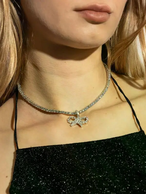 SELF-PORTRAIT Bow-motif Tennis Necklace
