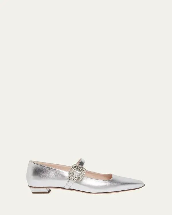Roger Vivier Belle Vivier Metallic Leather Ballerina Flats
