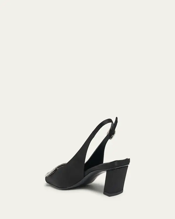 ROGER VIVIER Belle Vivier Crystal Buckle Slingback Pumps
