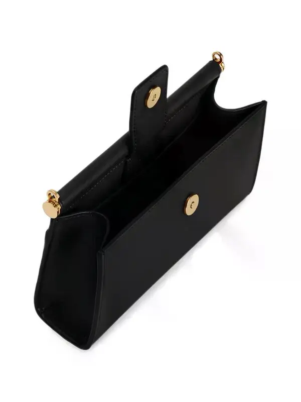 Dolce & Gabbana Plongé Calfskin Phone Bag With Gold Tone Hardware - Black