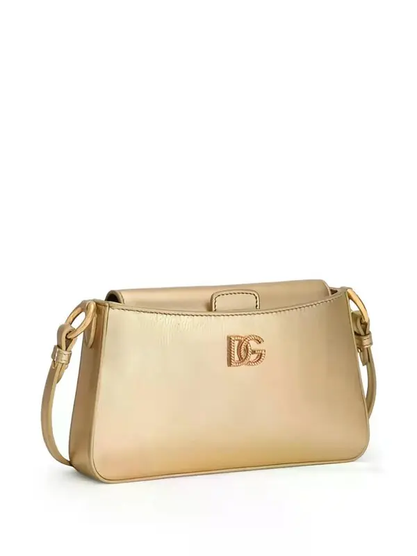 Dolce & Gabbana Plongé Calfskin Phone Bag With Gold Tone Hardware - Black