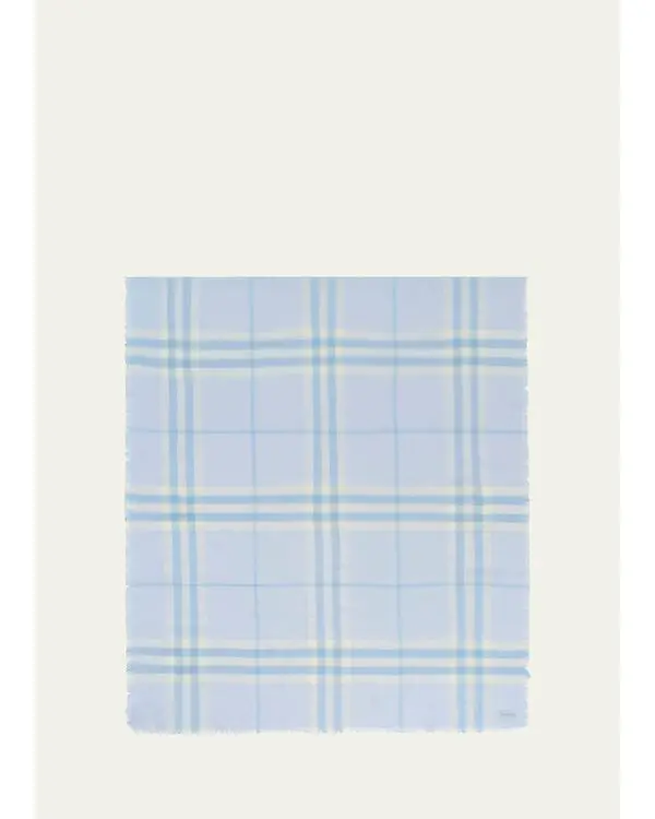 Burberry Wide Check Wool Scarf - Light Blue