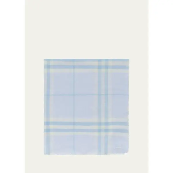Burberry Wide Check Wool Scarf - Light Blue